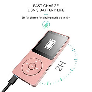 AGPTEK A02 MP3 Player with Bluetooth 5.3, 1.8 inch Screen Portable Music Player with Speaker, FM Radio, Voice Recorder, Supports Expanded Up to 128GB(Rose Gold, 8GB)