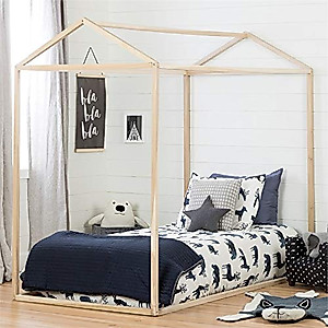 South Shore Sweedi Natural Poplar Twin House Bed