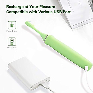 MICESHU Sonic Electronic Toothbrush for Adults, Cleaning with 3 Modes IP67 Waterproof Rechargeable Toohthbrush with 2pcs Replacement Dupont Brush Heads (Green)
