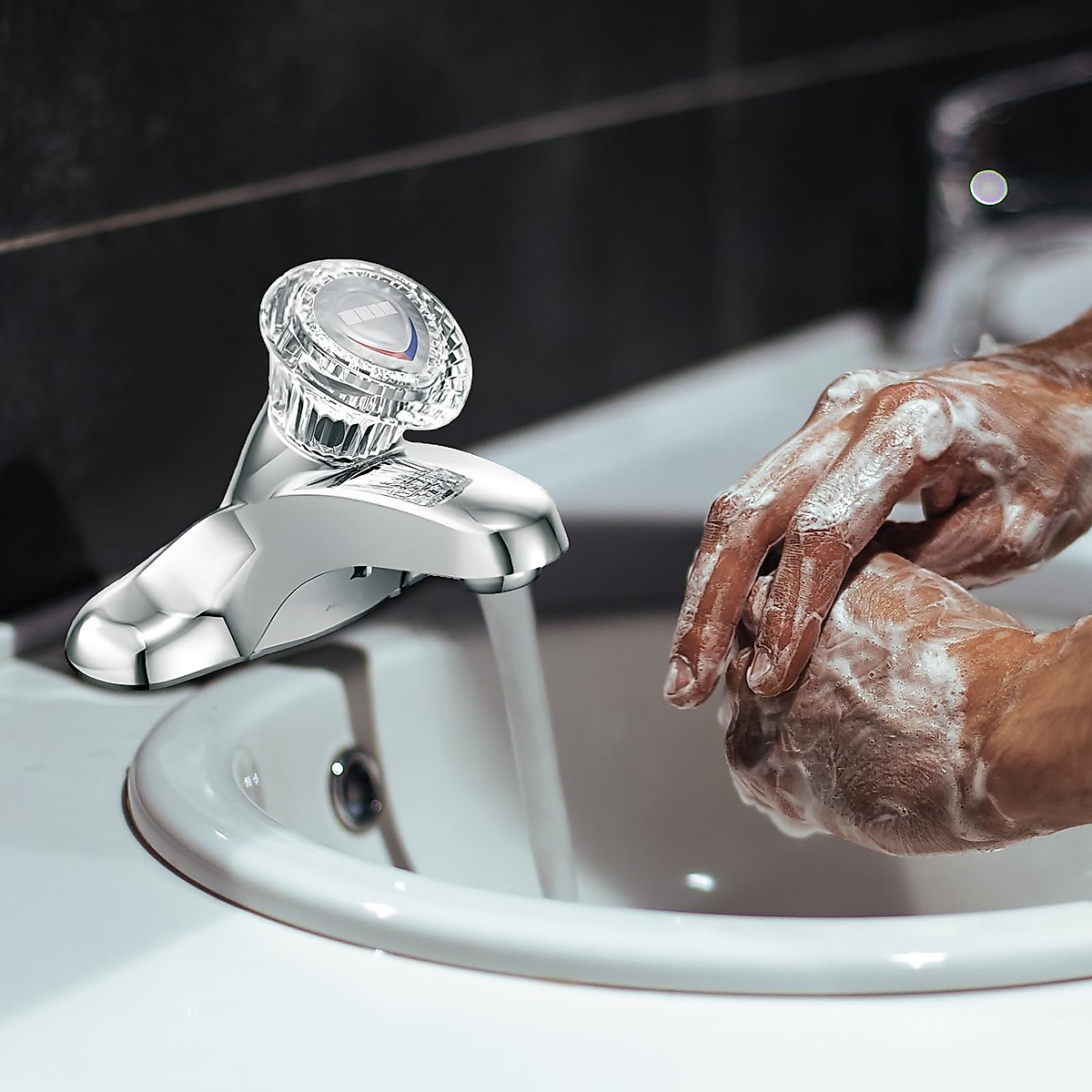 Enhon 2 Pack Shower Knob Handle Kit Compatible with Moen 96797 Chateau Collection, Replacement Faucet Handle Kit for Bathroom Tub and Shower, Include Screws, Chrome Knob Insert