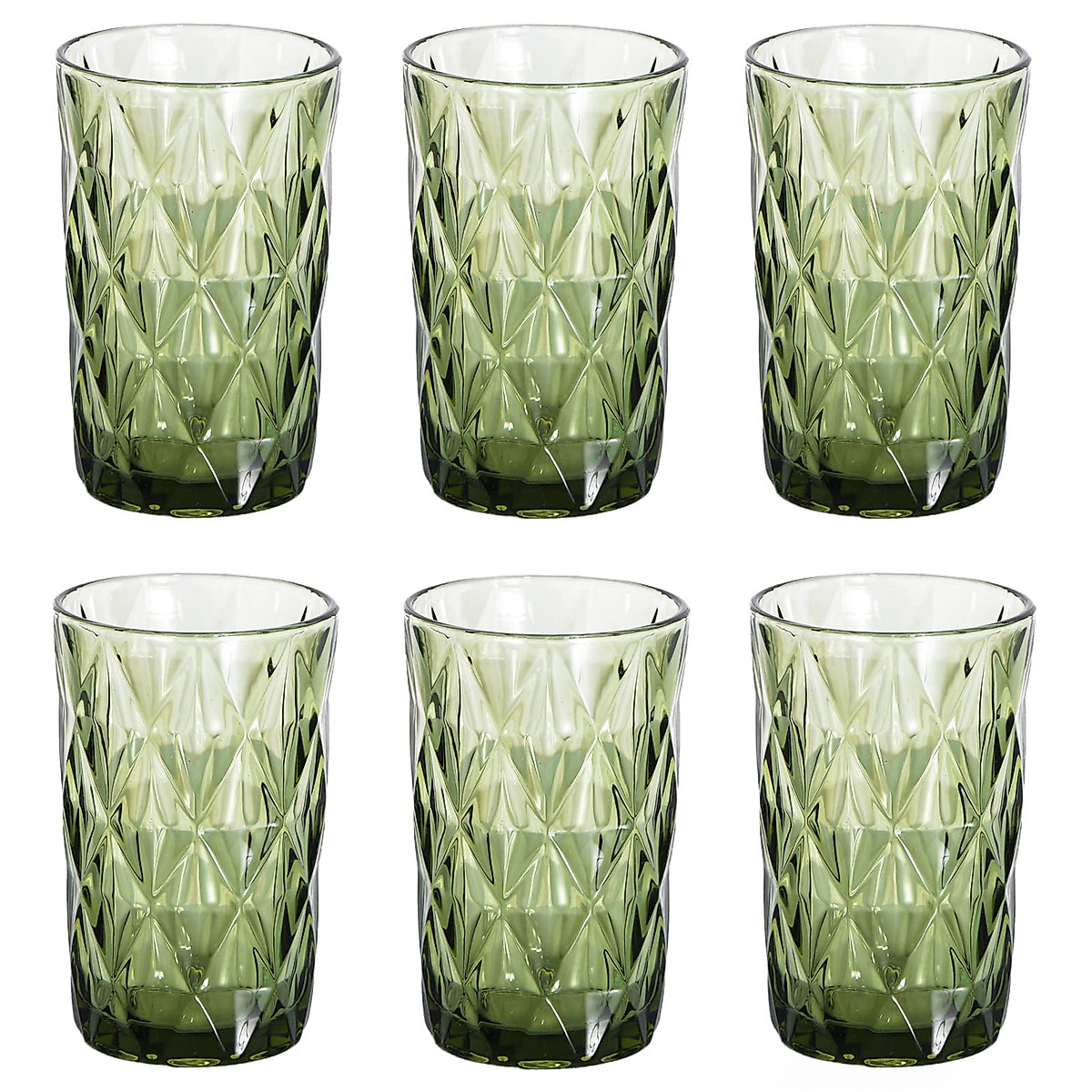Bandesun Thick Glassware Drinking Glass set of 6 Diamond Kitchen Glasses Tumbler Cup（12 OZ），for Water，Cocktail，Milk，Juice and Beverage.