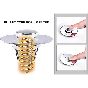 Fits Any 1.06” to 1.61” Wide tub Drain Stainless Steel Sink Cover, pop-up Universal Odor Resistant Sink Drain with Silicone Gasket Shower Cap 27-41mm/1.06-1.61inch (M3-Q2DM-FTCY)