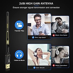 Long Range Bluetooth Adapter for PC, XDO Class 1 USB Adapter 5.1+EDR, 328FT/100M Wireless Transfer Transmitter Receiver for Bluetooth Mouse Keyboard Speakers Headphones Support Win11/10/8/7