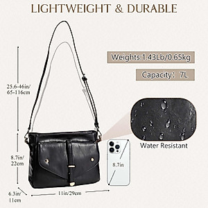 VASCHY Crossbody Bags for Women, Soft PU Leather Water Resistant Crossbody Purse Handbags Shoulder Bags Black