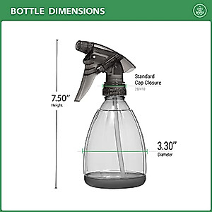 Bar5F Plastic Spray Bottle, 12 oz | Leak Proof, Empty, Trigger Handle, Adjustable Fine to Stream, Refillable, Hair Salons & Spas, Household Cleaners, Cooking | Smoke Grey (1)