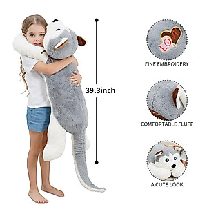 39.3 inch Jumbo Husky Stuffed Animals, Giant Wolf Dog Plush Toys, Cute Soft Big Plushies Large Puppy Pillow, Gift for Kids, Halloween, Christmas, Thanksgiving, Birthdays
