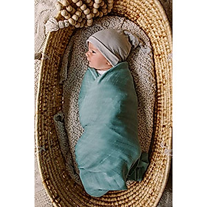 LULLABIES Organic Muslin Swaddle Blankets, Soft Solid Earth Tones 3 Pack Baby Swaddle Blankets Muslin Receiving Blanket Wrap, Large 47 x 47 inches, Solid Color Baby Swaddling (Ocean Waves)