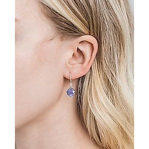 Bottled Up Designs Handmade Vintage Lavender Leverback Earrings, Recycled 1900s Medicine Bottle Glass, Sterling Silver, Eco Friendly, Made in USA, Birthday Gifts, Mothers Day, Women, Anniversary