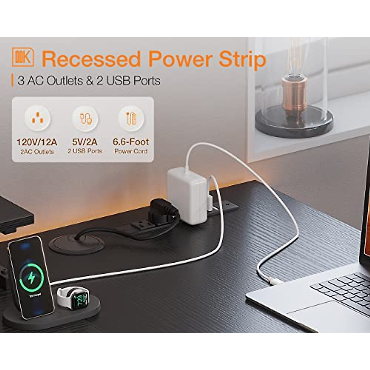 ODK 63 inch L Shaped Computer Desk with USB Charging Port & Power Outlet, Gaming Desk Corner Desk with 4 Tier Drawer & Monitor Shelf for Home Office Workstation, Modern Style Writing Table, Black