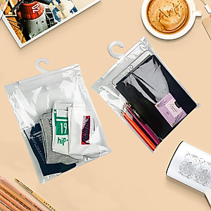 Hanging Storage Bags with Hanger,13" X11" Large Hook Hang-Up Clear Plastic Bags,Book Pouch School Supply Kit Classroom Organization for Classroom Library School Supplies Home Pharmacy Use (30)