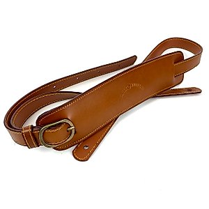 Walker And Williams C-18-VBRN Vintage Brown Premium Grain Leather Slash Guitar Strap With Deluxe Soft Suede Pad For Acoustic, Electric, And Bass Guitars