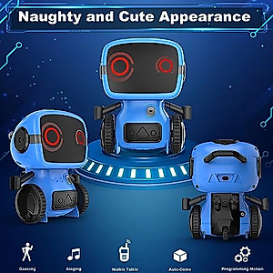Dandist Robot Toys for Boys & Girls, Remote Control Robot for Kids, Auto-Demonstration, Talkie, and Programming Functions, Flexible Arms, Dance, Music, Big Eyes Toys for Boys 4-6 8-12