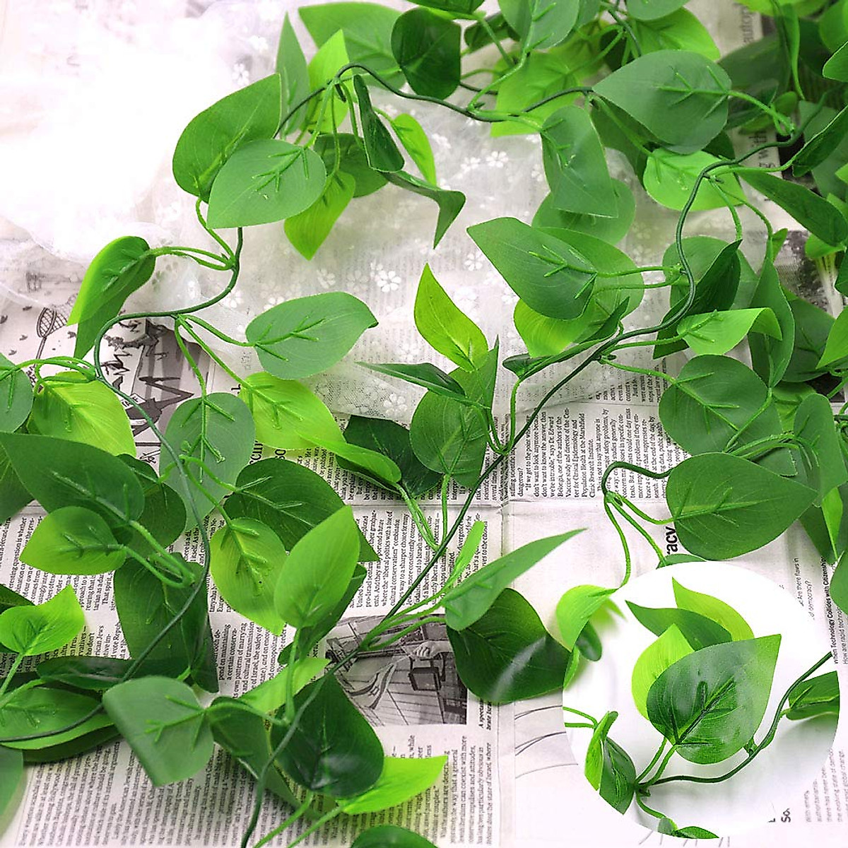 ANZOME Artificial Hanging Plants, 3.5ft Ivy Vine Fake Leaves Green Chain for Indoor Outdoor Wall Home Room Garden Wedding Garland Decoration(Basket Included)