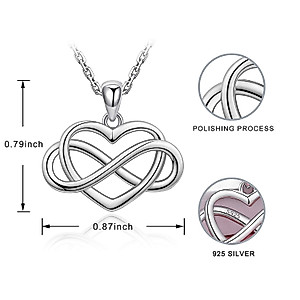 Bolelis Infinity Love Heart Necklace - Sterling Silver Infinity Heart Pendant Necklace for Women and Girlfriends Valentine's Day, Anniversary and Birthday Jewelry Gifts