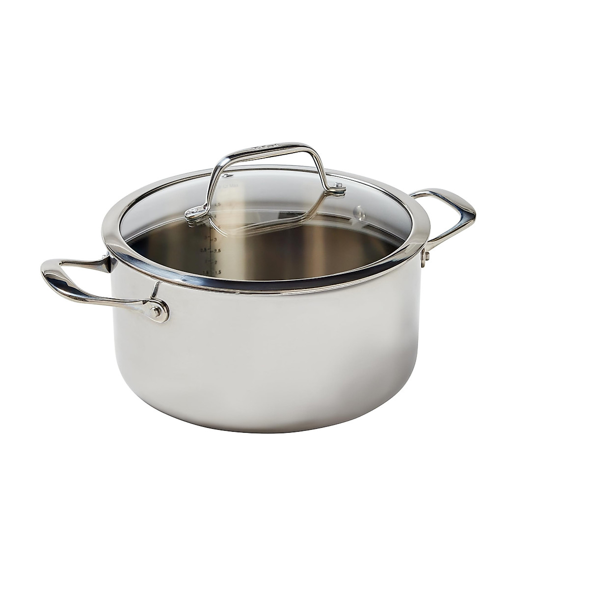 T-Fal Pro Tri-Ply Stainless Steel Dutch Oven with Lid 6 Quart, Induction Compatible, Oven Safe 500F, Lid 350F, Cookware, Fast & Even Heat, Professional Quality & Durability, Dishwasher Safe, Silver