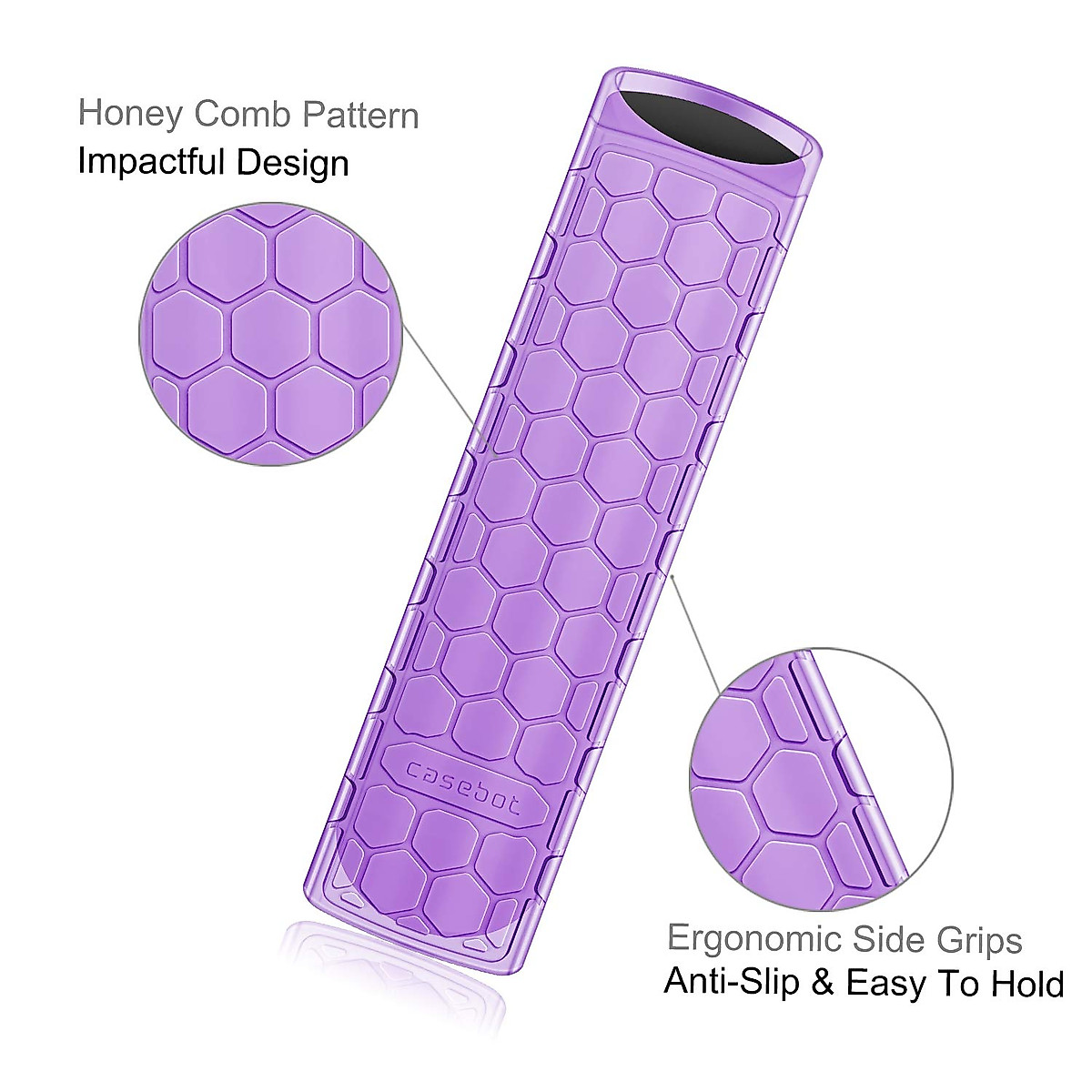 CaseBot Silicone Case for Amazon Insignia Smart HD Fire TV Voice Remote (2019) - Honey Comb Series [Anti Slip] Shockproof Cover Compatible with Element Smart Fire TV Voice Remote, Purple-Glow