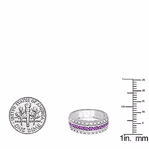Dazzlingrock Collection Round Amethyst & Diamond Engagement Ring for Women in 14K White Gold, Size 4
