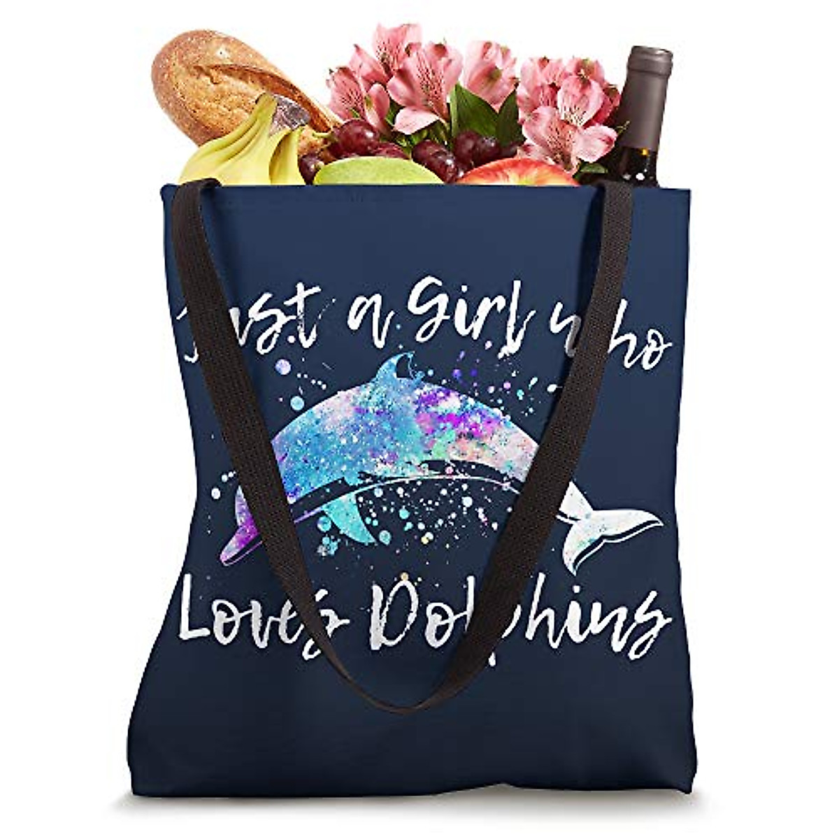 Just a Girl Who Loves Dolphins Cute Dolphin Lover Graphic Tote Bag