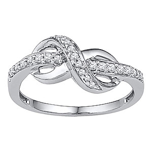 The Diamond Deal 10kt White Gold Womens Round Diamond Infinity Ring 1/6 Cttw