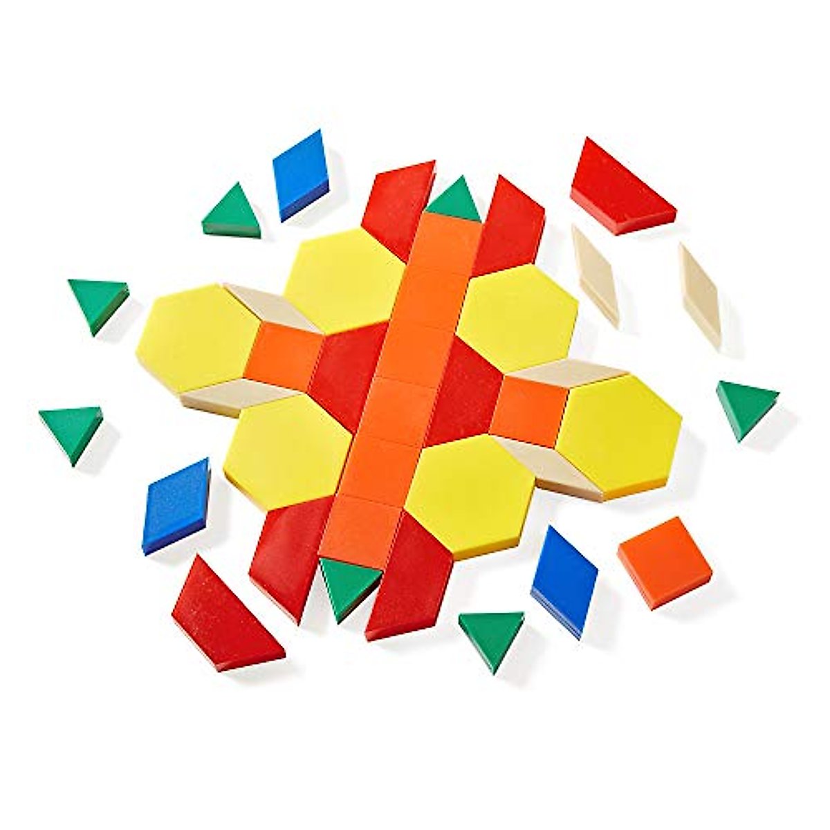 hand2mind Plastic Pattern Blocks for Kids, Shapes for Kindergarten, Montessori Toys, Geometric Shapes, Symmetry, Shape Recognition, Pattern Blocks for Classroom (Set of 1,250)