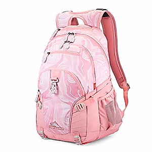 High Sierra Loop Backpack, Travel, or Work Bookbag with tablet sleeve, One Size, Pink Marble - Bubblegum Pink