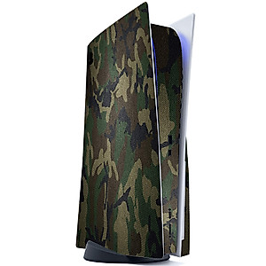 PlayVital Army Green Camouflage Full Set Skin Decal for ps5 Console Disc Edition, Sticker Vinyl Decal Cover for ps5 Controller & Charging Station & Headset & Media Remote