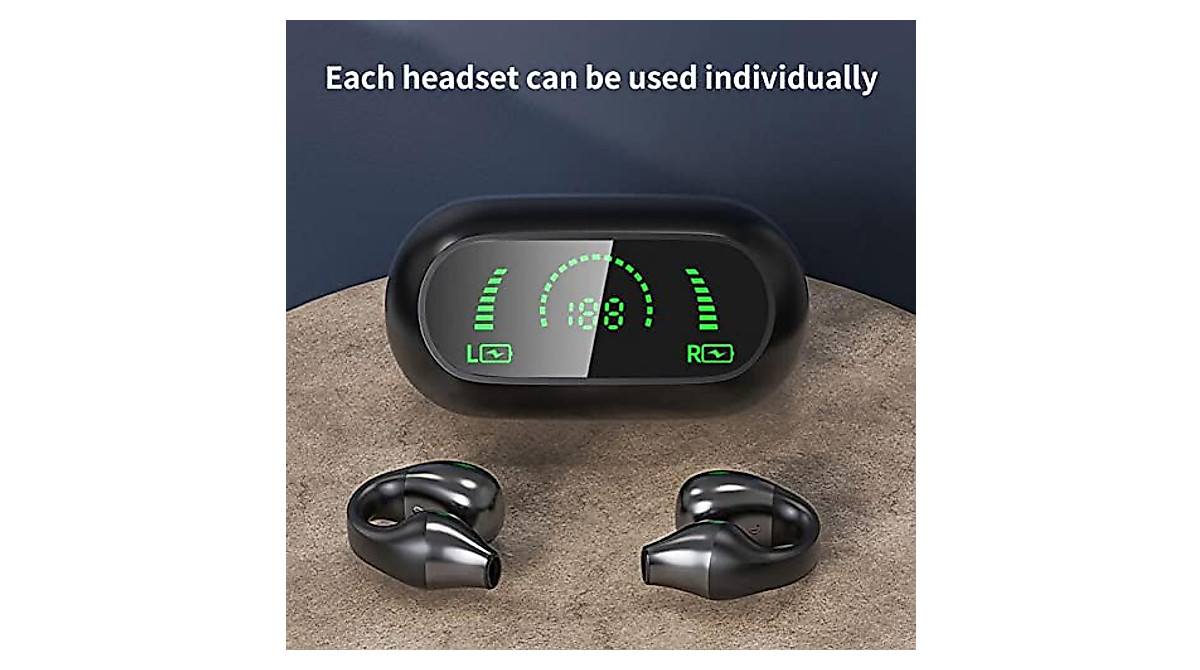 Digital Display Clip-on Wireless Earbuds - Bluetooth 5.2 IPX4 HiFi