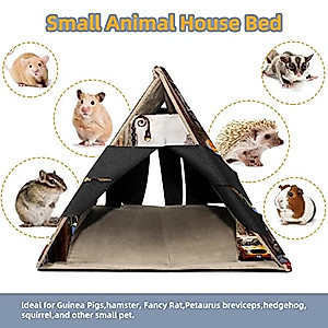 enheng Small Pet Hideout Woman Under Red Umbrella City Oil Painting Hamster House Guinea Pig Playhouse for Dwarf Rabbits Hedgehogs Chinchillas
