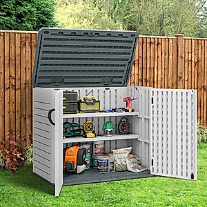 YITAHOME Resin Storage Shed Shelves for 35 Cuft Horizontal Storage Shed, 47 in x 12.6 in Waterproof Rack with 8 Screws for 4x2.5 Ft Horizontal Storage Shed Accessories, Easy Assembly, 2PCS, Gray