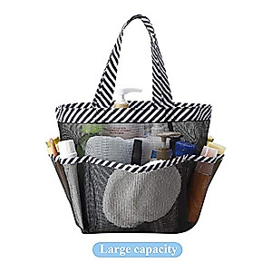 Zecval Mesh Shower Caddy Tote, Portable Shower Bag College Dorm Bathroom Caddy Organizer with 8 Storage Pockets Toiletry Bathroom Organizer, for College Dorm Room Essentials