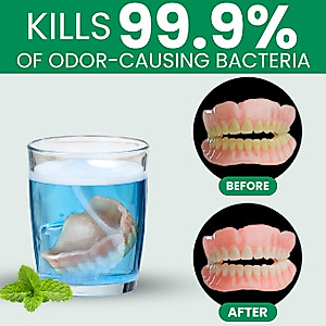 Protech Denture Cleaner (180 Days) Denture Cleanser for Retainers, Mouthguards, and Dentures, Nicotine and Coffee Stains Cleaner, Powder, 6-Month Supply