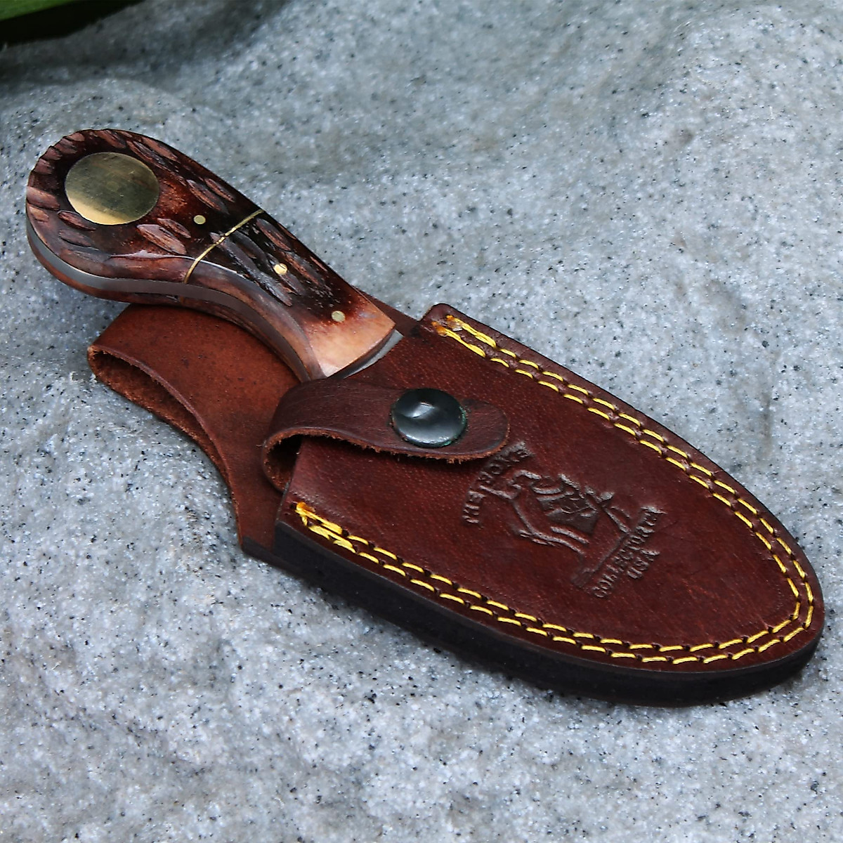 Bone Collector Knife BC-794 Fixed Blade Skinning Knife with Leather Sheath, 7" L