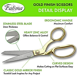 SZCO Supplies Professional Heavy-Duty Fabric Scissors for Tailoring with Gold Finished Handle