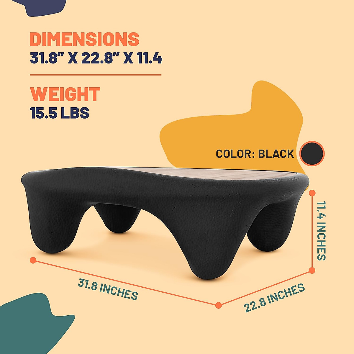 Bbear Baby Children's Table - Perfect for Play, Classroom Table, Toddlers and Childrens Table, Indoor Outdoor Play Table, Designed for Age 0-5, Black