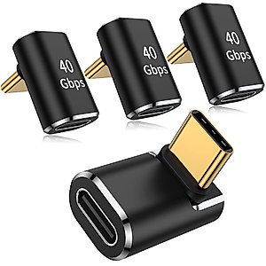 AuviPal 90 Degree USB C Adapter (4 Pack), USB Type C Right Angle Connector for Steam Deck, ROG Ally, MacBook, Notebook, Smart Tablet & Phone and More - Black