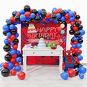 steliu Spiderman Balloons Arch Garland Kit, 109 Pieces Superhero Latex Balloons for Baby Shower Wedding Birthday Graduation Anniversary Party Background Decorations (black)