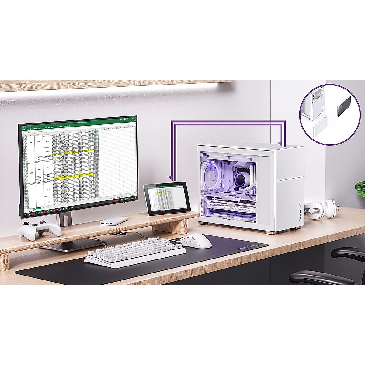 JONSBO D31 MESH SC White Micro Computer Case with Screen, M-ATX/ITX Mainboard/Support RTX 4090(335-400mm) GPU 360/280AIO,Power ATX/SFX: 100mm-220mm Multiple Tool-Free Design pc case