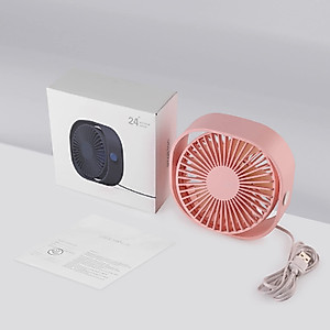 warrita USB Table Fan Portable Mini Personal Desk Fan with 360 Rotation and Adjustable 3 Speed for Office, Travel-Pink