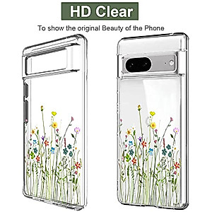 Unov Compatible with Pixel 7 Case Clear with Design Soft TPU Shock Absorption Slim Embossed Pattern Protective Back Cover for Pixel 7 5G 6.3inch (Flower Bouquet)