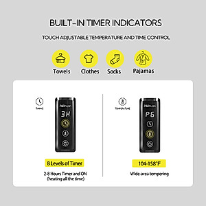 P&Bhusri Heated Towel Rack for Bathroom,Wall Mounted Electric Towel Rack with Timer and LED Indicator, 10-Bar Towel Warmer, Stainless Steel Matte Black, Hard-Wired/Plug-in