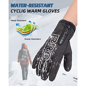 ROCKBROS Winter Cycling Gloves for Men Women Water Resistant Touch Screen Gloves Shock-Absorbing Full Finger Biking Glove Anti-Slip Motorcycle Mountain Bike Gloves, for Fishing, Driving, Golfing
