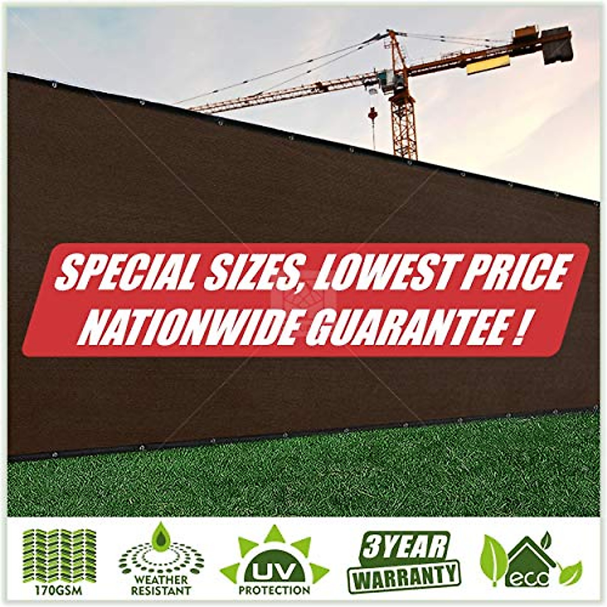 ColourTree 5' x 10' Brown Fence Screen Privacy Screen & Commercial Grade 170 GSM - Heavy Duty - 3 Years Warranty - Cable Zip Ties Included