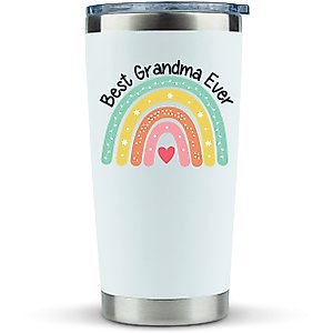 KLUBI Grandma Gifts Tumbler Mug - Best Grandma Ever 20oz Tumbler Mug With Straw - Christmas dea for Great Grandmother, Cute Birthday, from Grandchildren, Granddaughter, Happy Grammy, Bday, Present