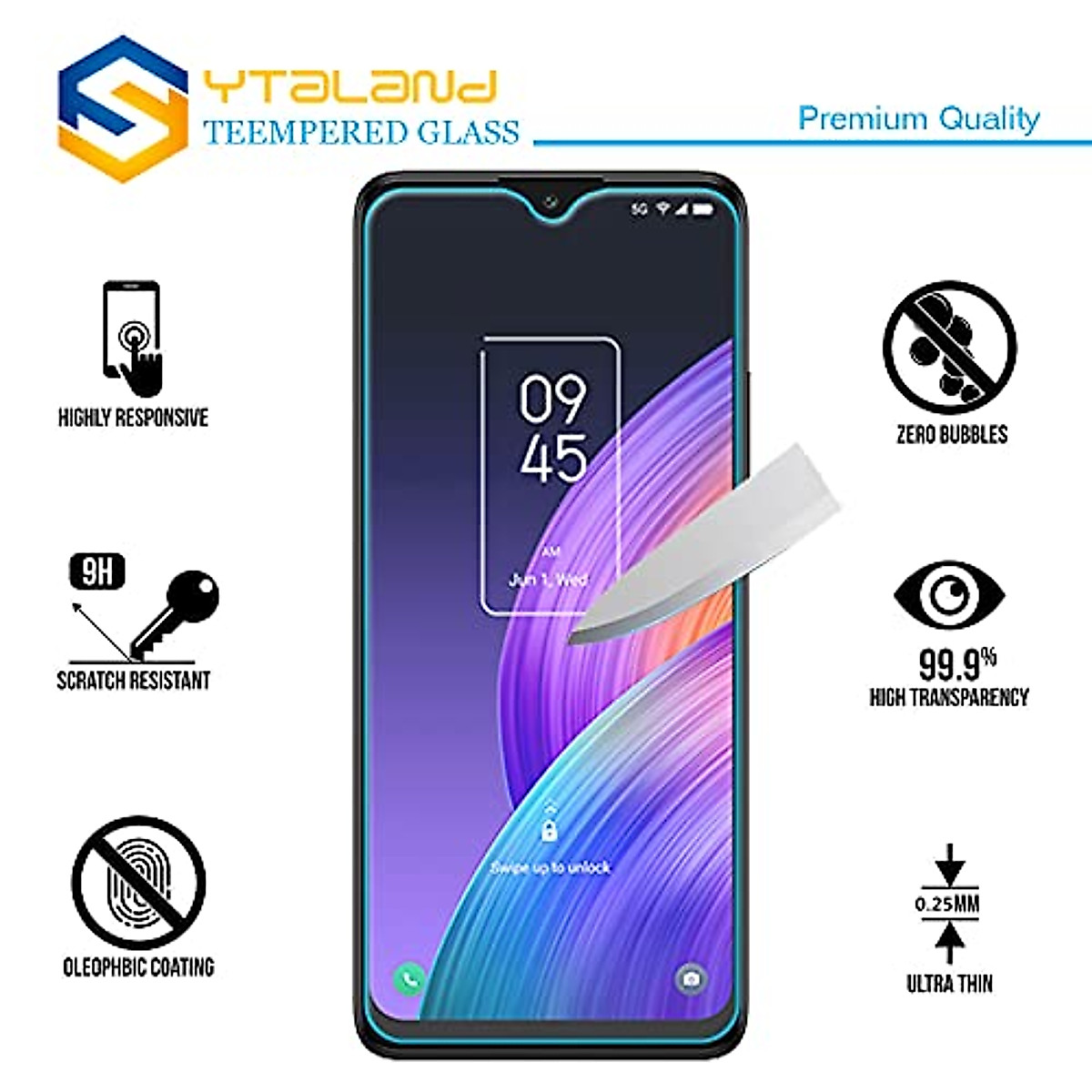 Ytaland for TCL 30XL Case, with 2 x Tempered Glass Screen Protector. Crystal Clear Silicone Shockproof TPU Bumper Protective Phone Case Cover
