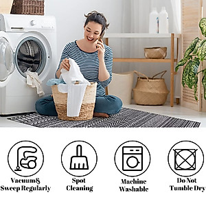 COZYLOOM Large Area Rug 9x12 Modern Geometric Floor Cover Non-Slip Washable Living Room Rug Boho Indoor Non-Shedding Area Rug Bedroom Home Office Kitchen Dining Room Throw Carpet Black