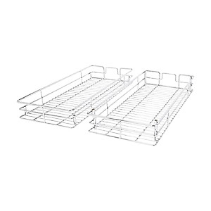 GDAE10 Heavy Duty Cabinet Pull Out Shelves, 2-Tier Pull Out Cabinet Organizer, Silver Slide Out Cabinet Organizer Storage for Home Kitchen