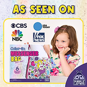 PURPLE LADYBUG Color Your Own Bag with 6 Markers Craft Set - Unique Mermaid Crafts for Girls Ages 6-8 & Mermaid Gifts for Girls 5-7 Years Old, Craft Kits for Girls Ages 6-8, Summer Crafts for Kids