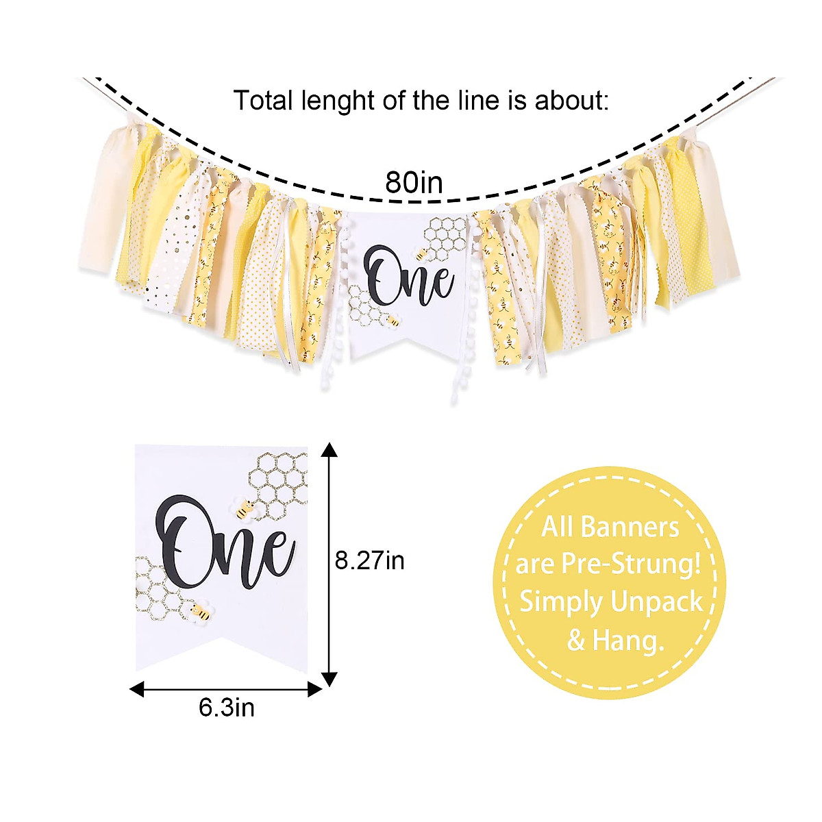 1st Birthday Banner - High Chair Banner 1st Birthday Boy/girl, 1st Birthday Boy/girl, 1st Birthday High Chair Banner, Bee Day Birthday High Chair Banner, 1st Birthday Bee Banner Party Toppers
