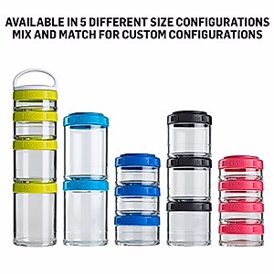 BlenderBottle GoStak Twist n' Lock Storage Jars, 4-Piece Starter Pak, Green