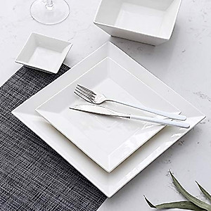 Porlien 24-Piece Classic Square Dinnerware Set for 6, Off White